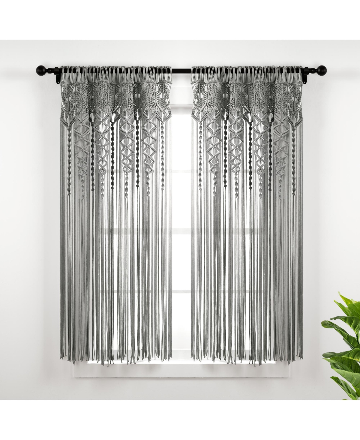 Click here for Lush Decor Boho Macrame Textured Cotton Window Cur... prices