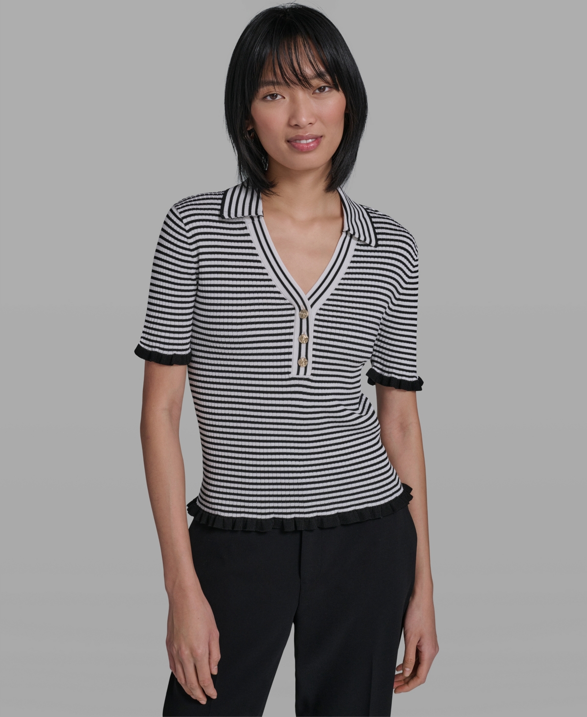 Click here for Karl Lagerfeld Paris Womens Collared Short-Sleeves... prices