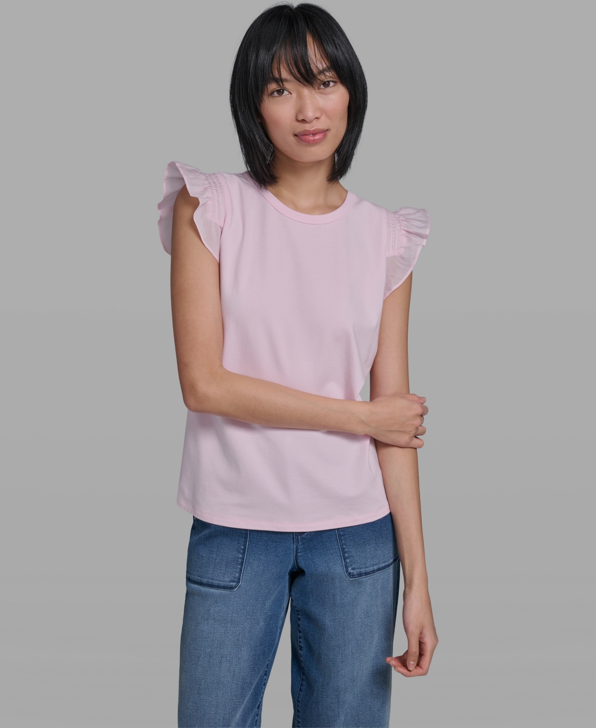 Click here for Karl Lagerfeld Paris Womens Scallop Trim Boat Neck... prices