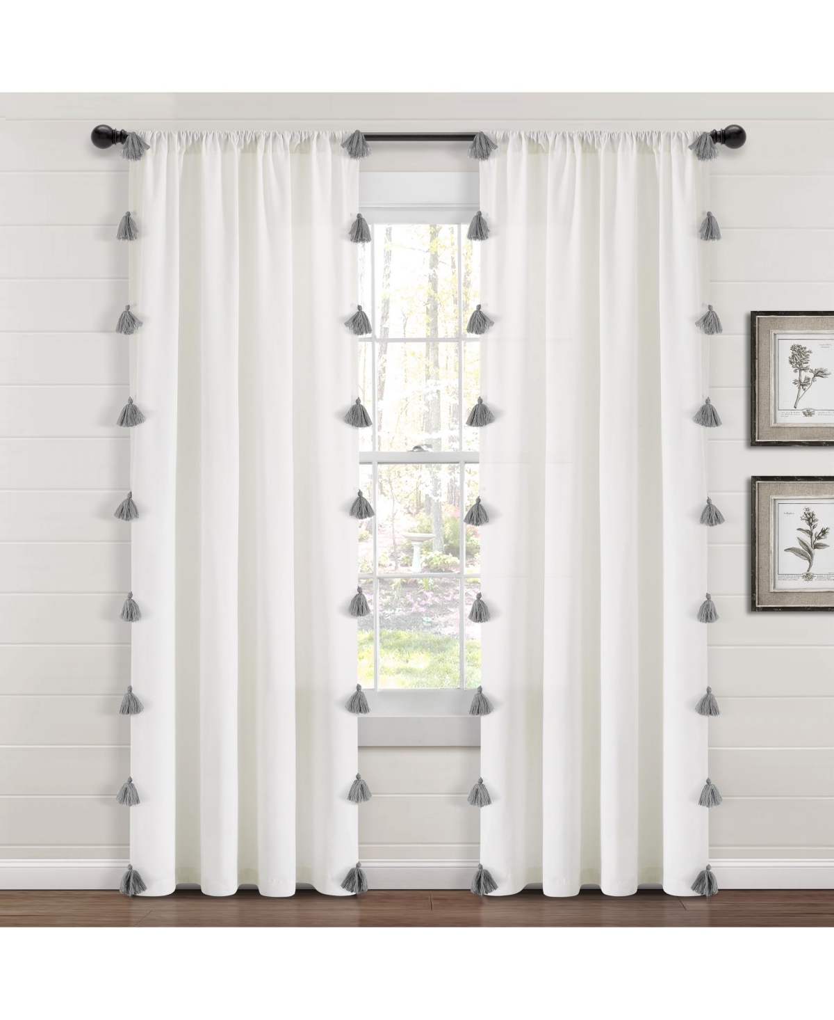 Click here for Lush Decor Boho Faux Linen Texture Tassel Window C... prices