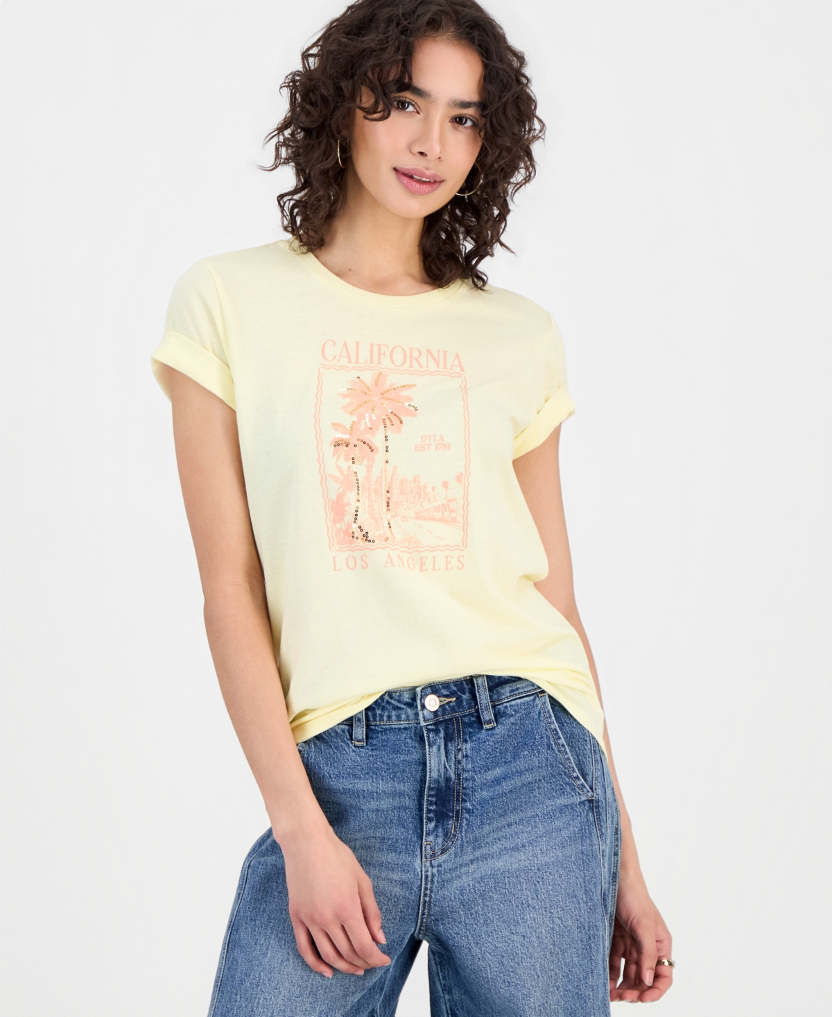 Click here for Rebellious One Juniors California Sequin Graphic-P... prices