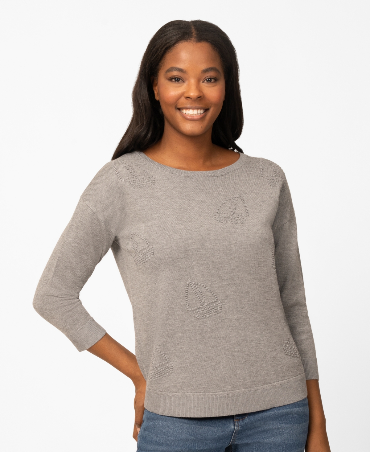 Click here for Melissa Paige Womens Heart Textured Hi-Low Sweater... prices