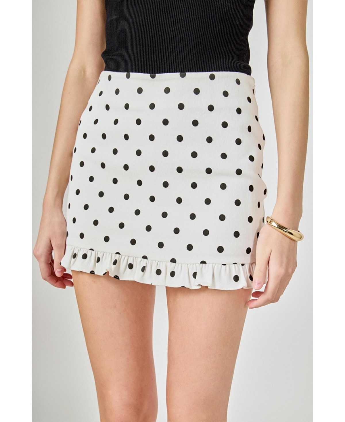 Click here for endless rose Womens Polka Dot Mini Ruffle Skirt -... prices