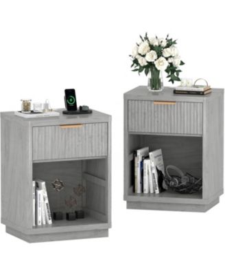 Click here for Gaomon Fluted Nightstand With Charging Station Mid... prices