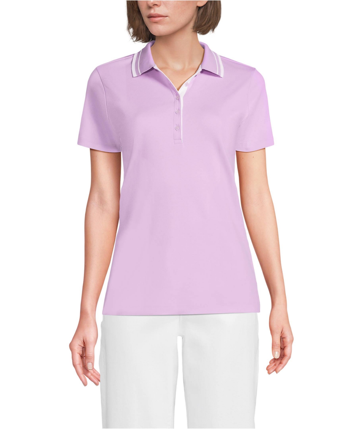 Click here for Lands End Womens Supima Cotton Polo Shirt - Lilac... prices