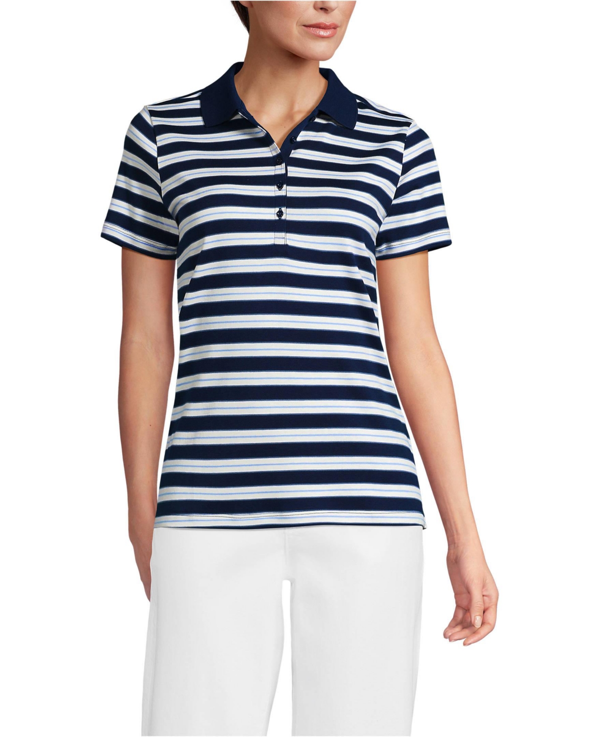 Click here for Lands End Womens Supima Cotton Polo Shirt - Deep s... prices