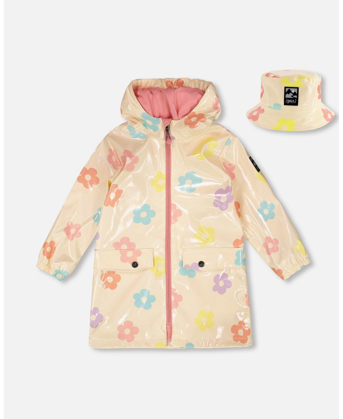 Click here for Deux par Deux Big Girls Rain Coat and Hat Set Beig... prices