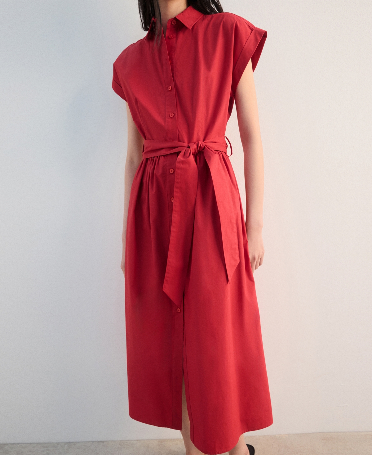 Click here for Mango Womens Belt Shirt Dress - Red prices