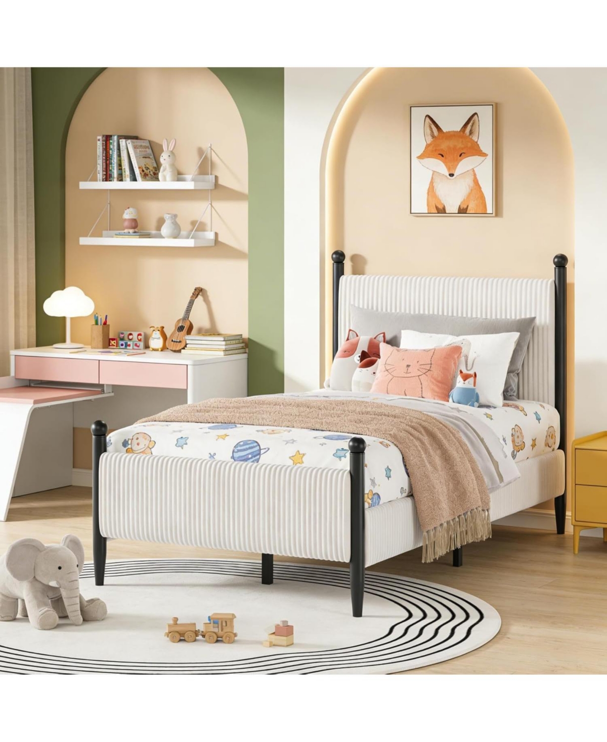 Click here for gaomon Bed Frame with Vertical Stripes headboard... prices