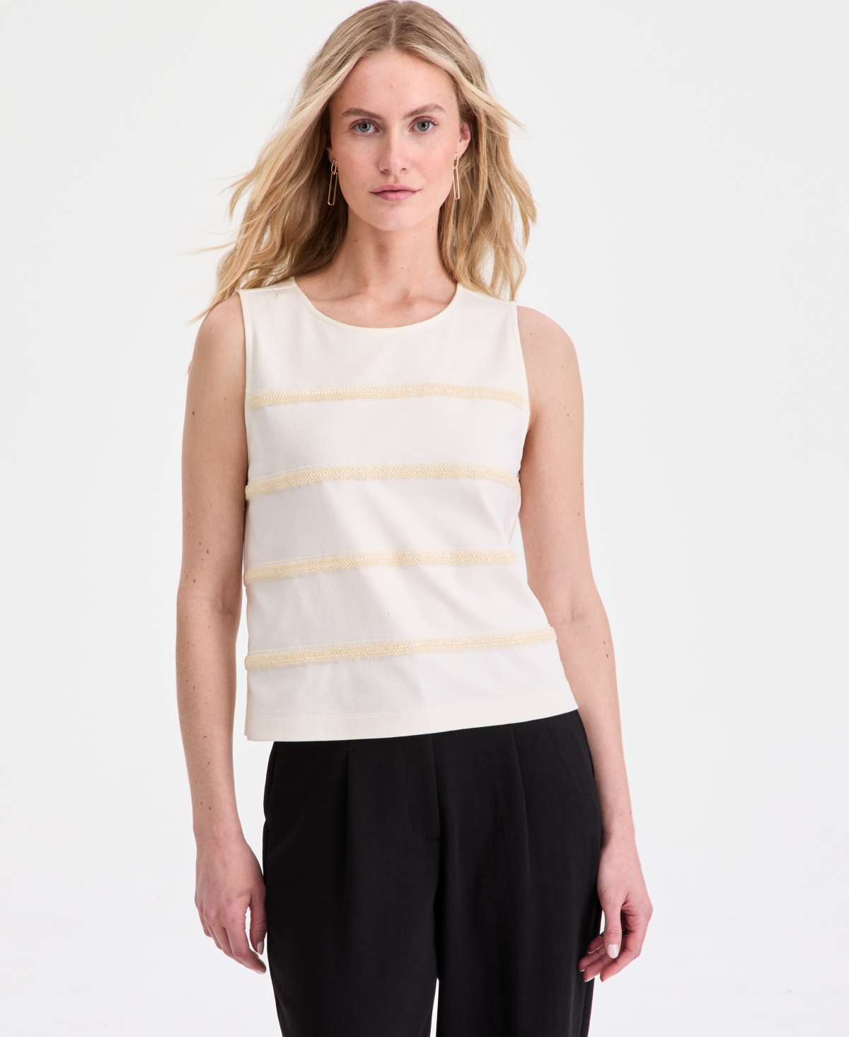 Click here for On 34th Womens Cotton Bead-Embellished Tank Top  M... prices