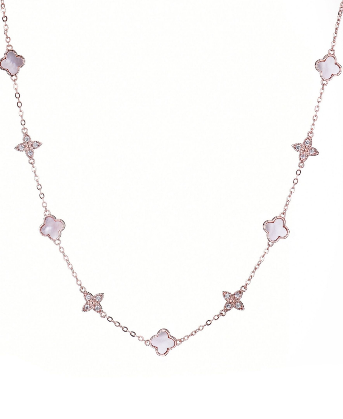 Click here for Adornia Rose Gold Mother of Pearl Cz Mixed Clover... prices