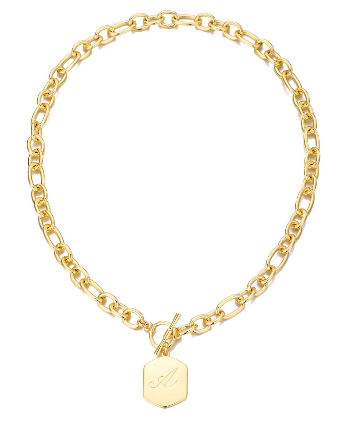 Click here for Adornia Gold Monogram Initial Chunky Toggle Neckla... prices