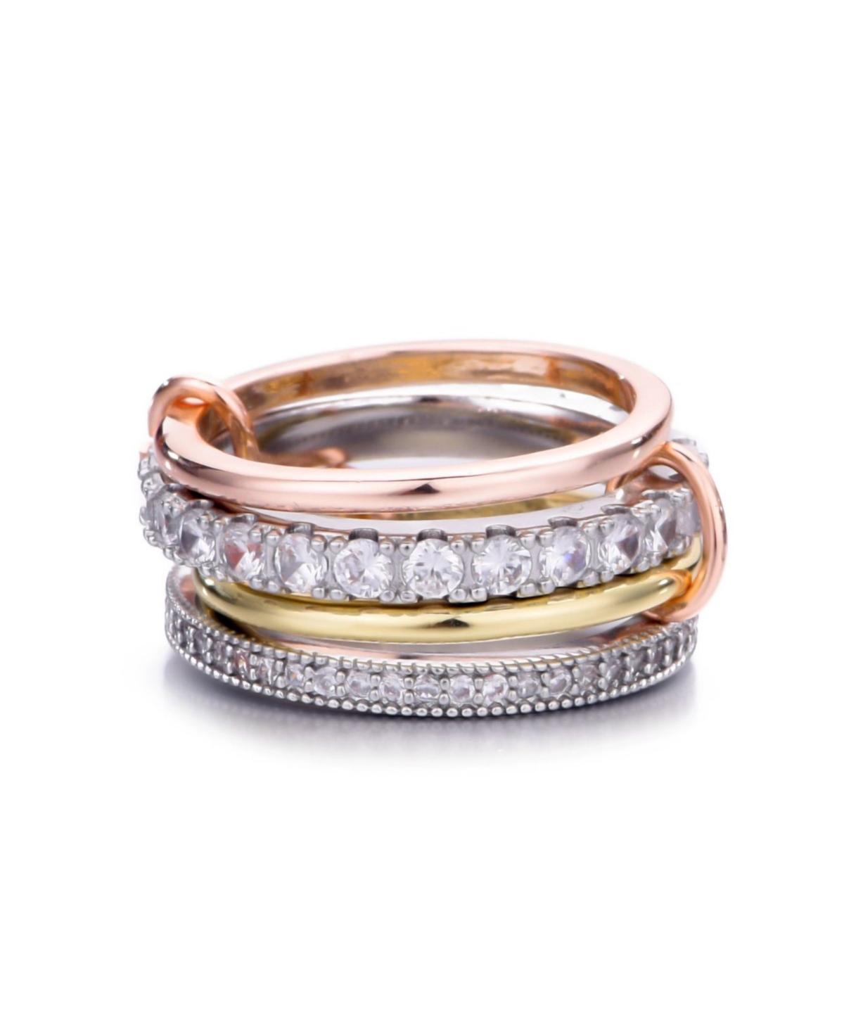 Click here for Adornia Crystal Mixed Metal 4-Layer Stack Ring - G... prices