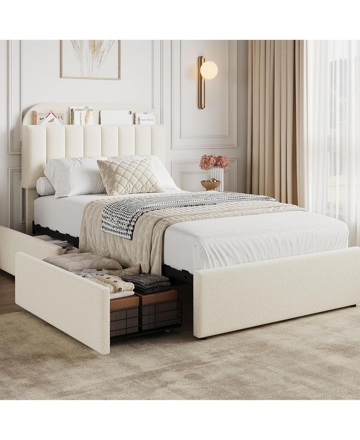 Click here for gaomon Twin Bed Frame with Storage Headboard  Kids... prices