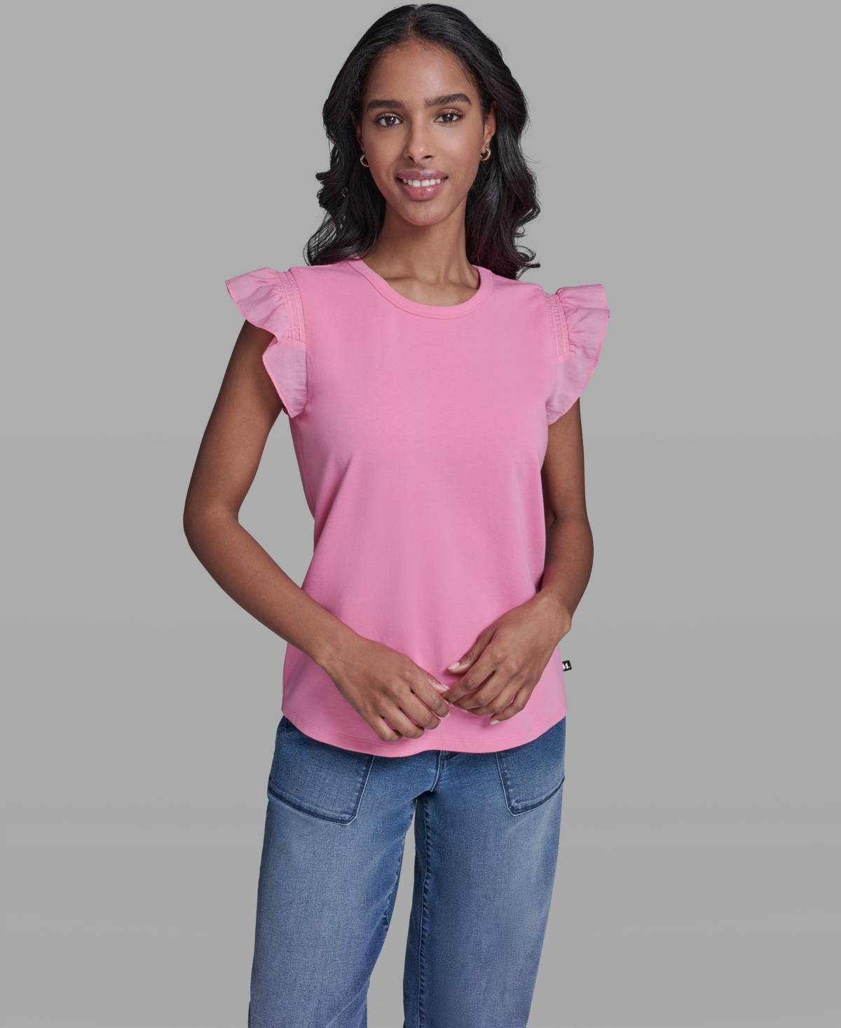 Click here for Karl Lagerfeld Paris Womens Scallop Trim Boat Neck... prices