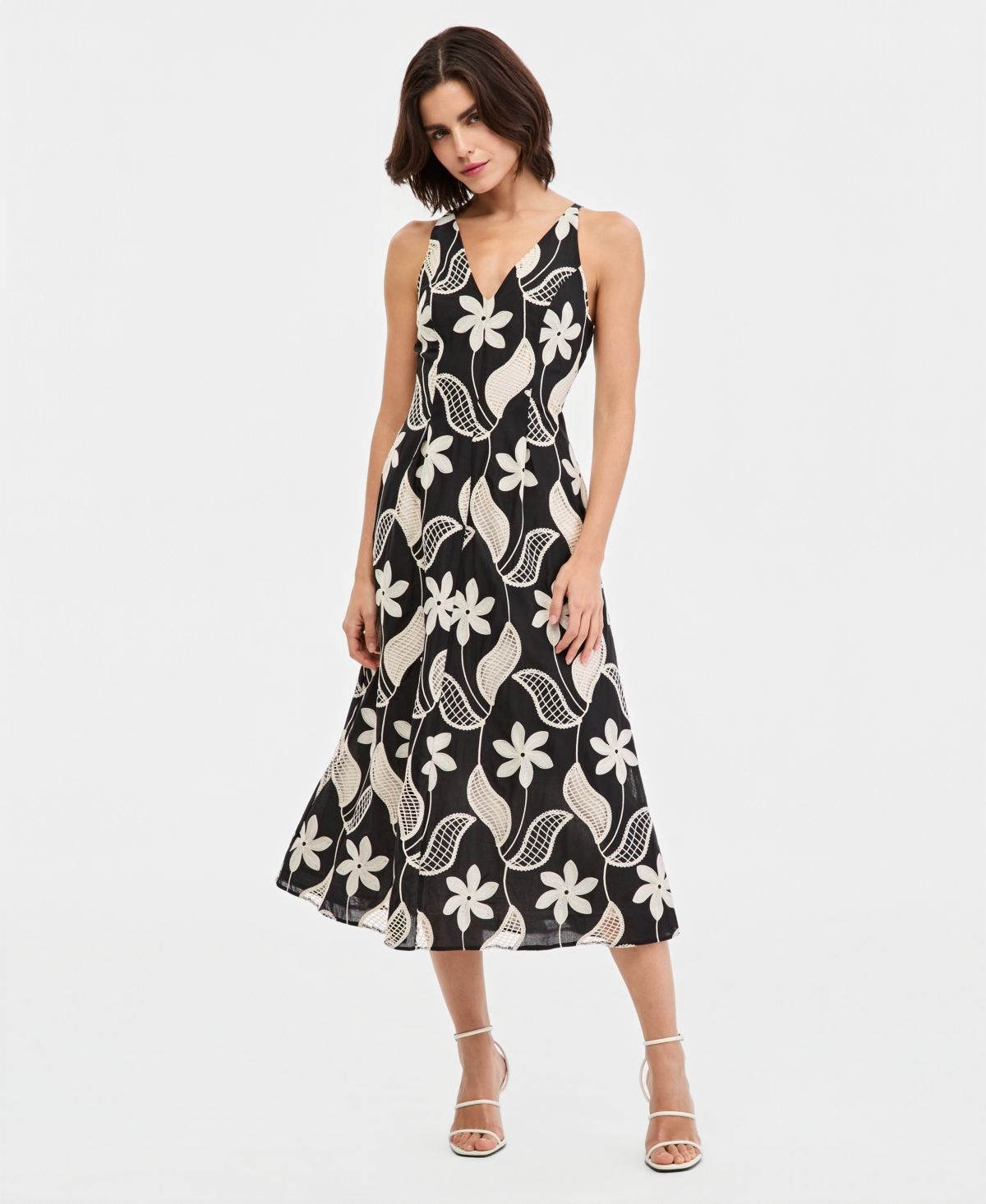 Click here for Maggy London Womens Cotton V-Neck Sleeveless Midi... prices