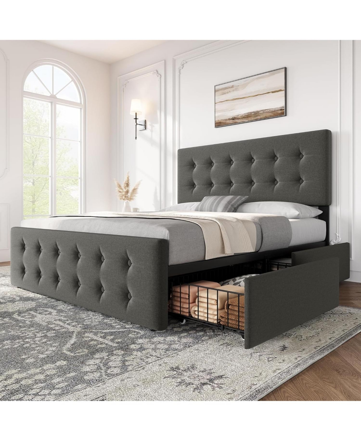 Click here for gaomon Queen Size Bed Frame with 4 Storage Drawers... prices