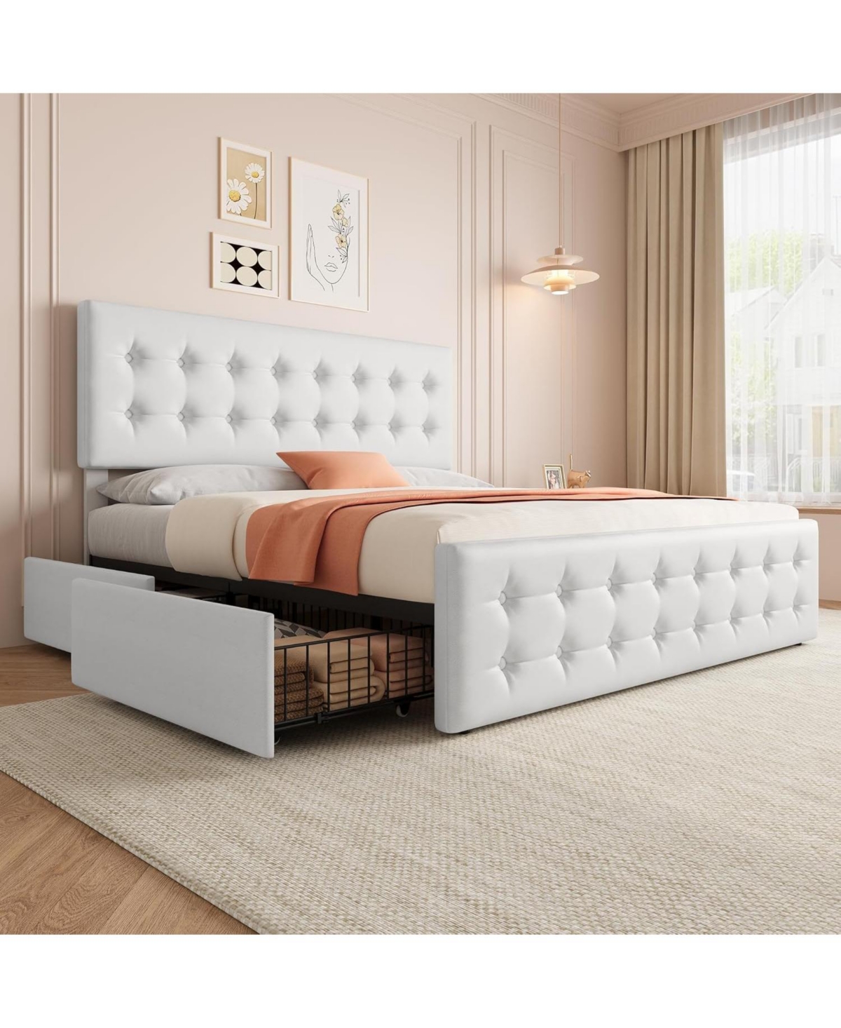 Click here for gaomon King Size Bed Frame with 4 Storage Drawers... prices