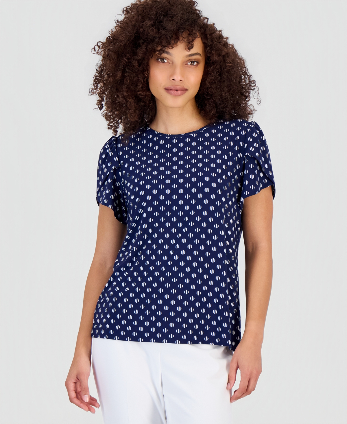Click here for Anne Klein Essentials Petite Printed Tulip-Sleeve... prices