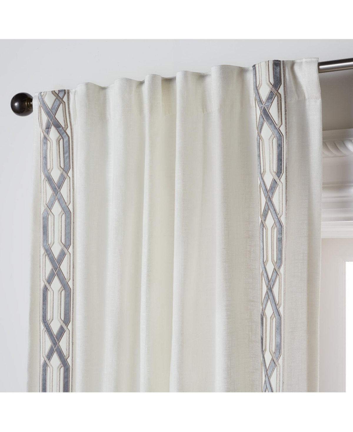 Click here for Z Gallerie Chloe Velvet Geometric Curtains - White prices