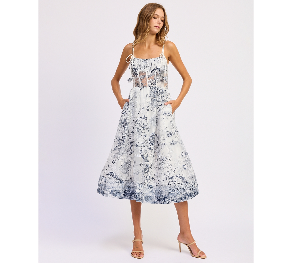 Click here for En Saison Womens Cyrus Square Neck Midi Sleeveless... prices