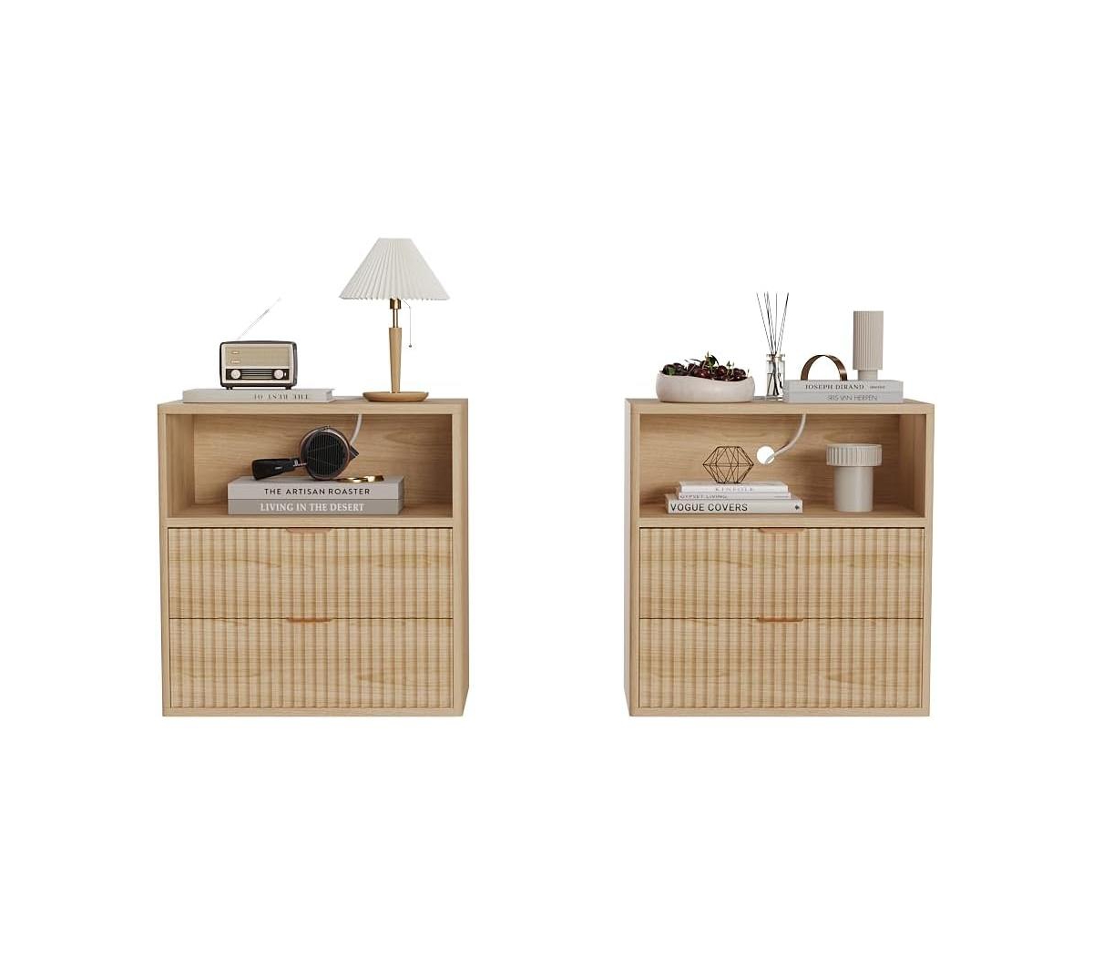 Click here for gaomon Fluted Farmhouse Night Stand with Charging... prices