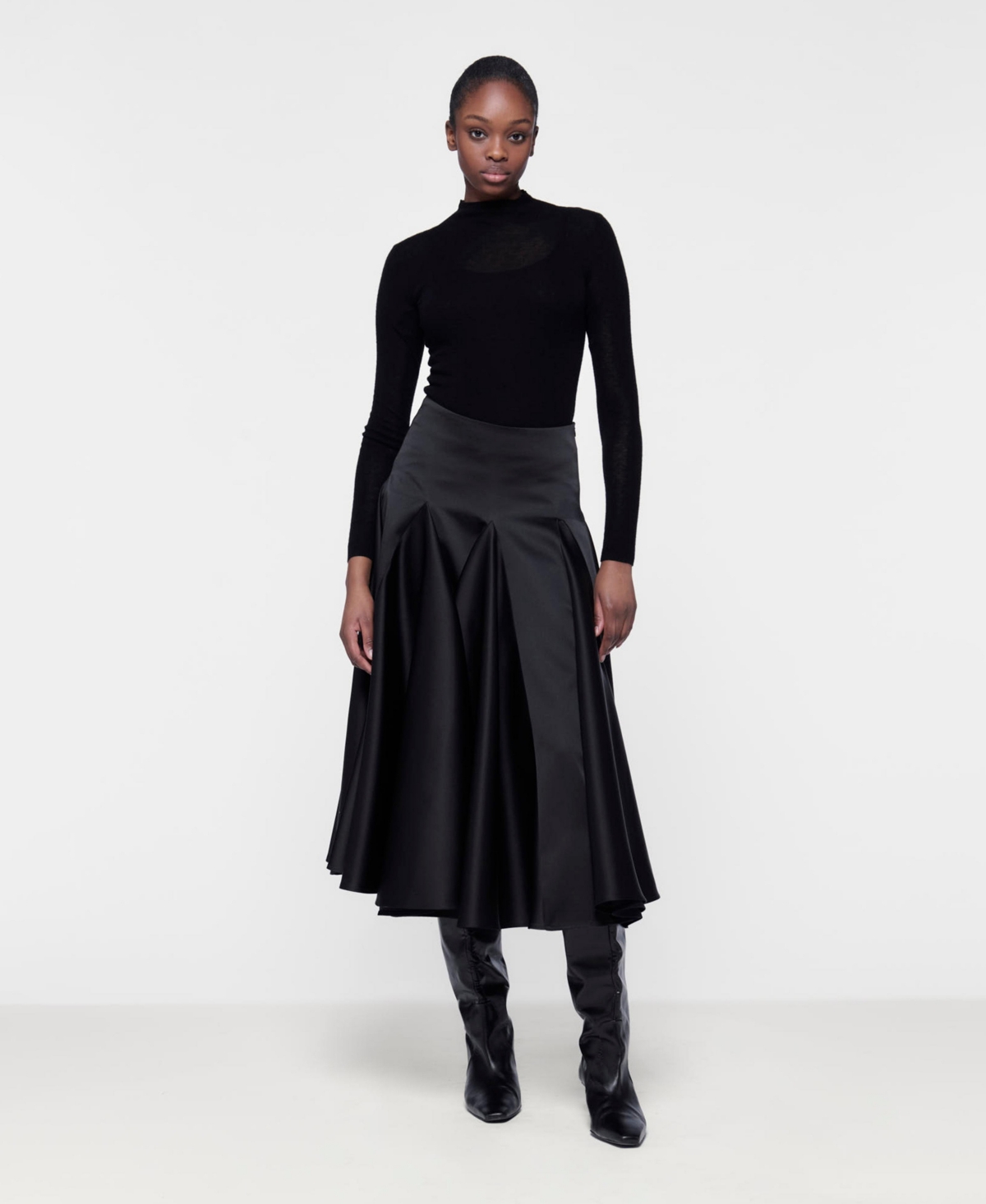 Click here for Leem Womens Flared Godet Skirt - Black prices