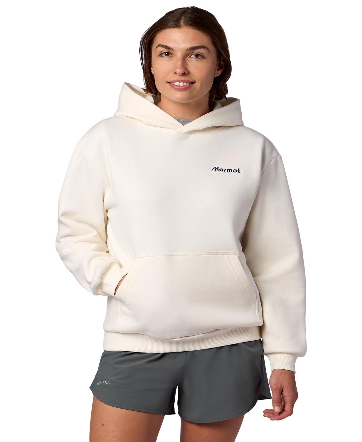 Click here for Marmot Womens Peak Lines Midweight Hoodie - Pearl prices