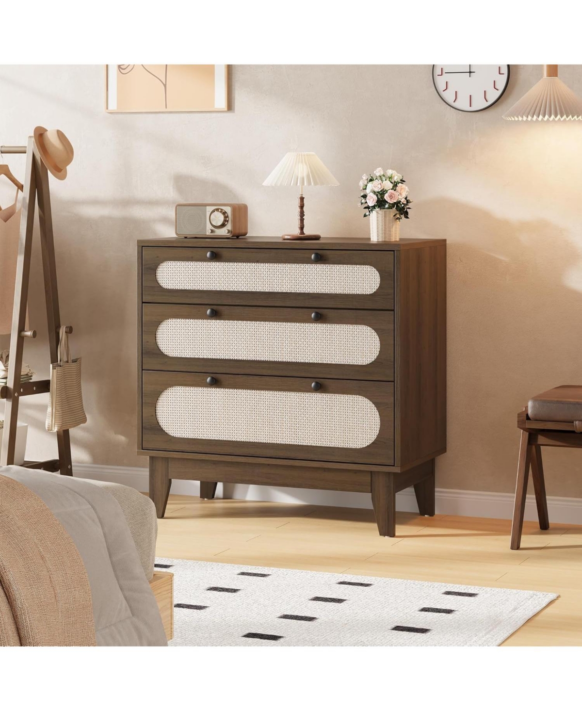 Click here for gaomon Rattan Drawer Dresser  3 Wood Drawers Stora... prices