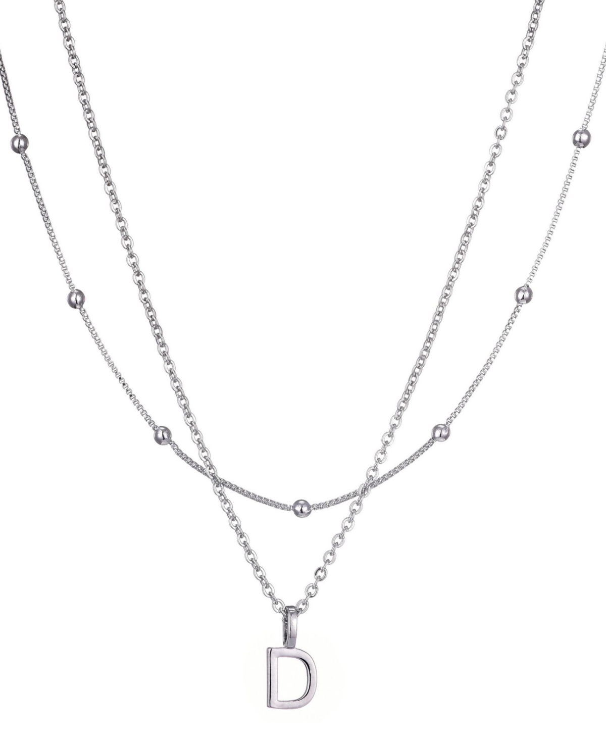 Click here for Adornia Silver Layered Initial Necklace - Silver-d prices
