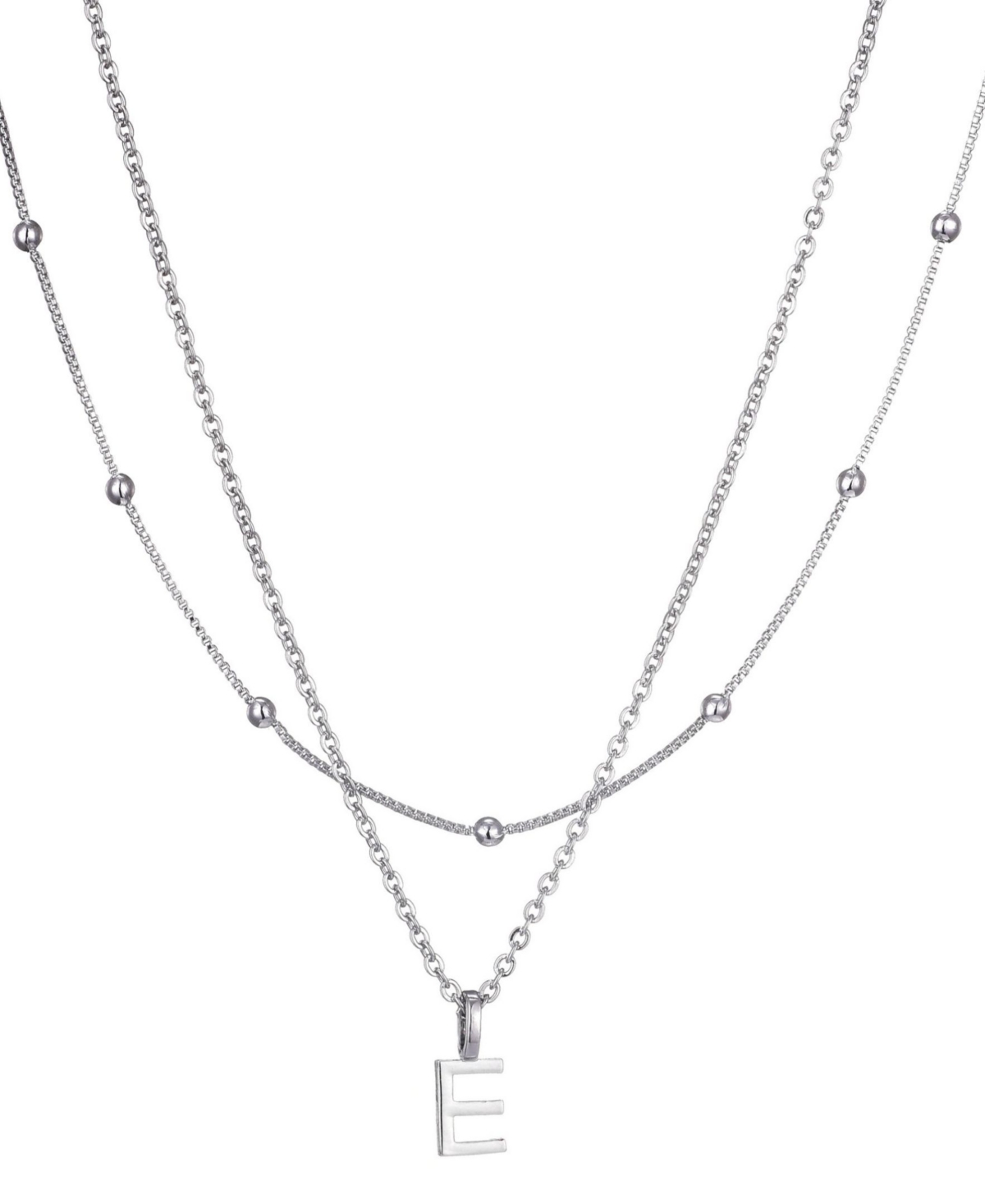 Click here for Adornia Silver Layered Initial Necklace - Silver-e prices