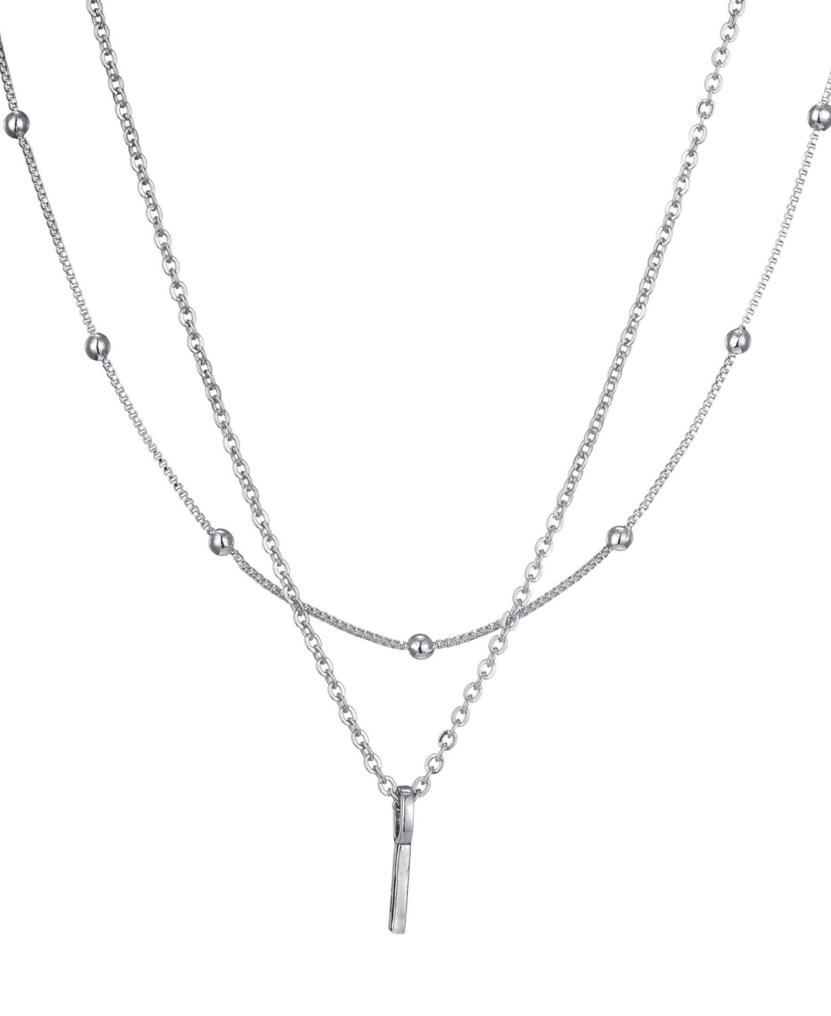 Click here for Adornia Silver Layered Initial Necklace - Silver-i prices