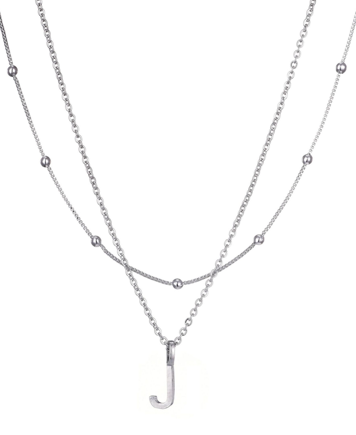 Click here for Adornia Silver Layered Initial Necklace - Silver-j prices