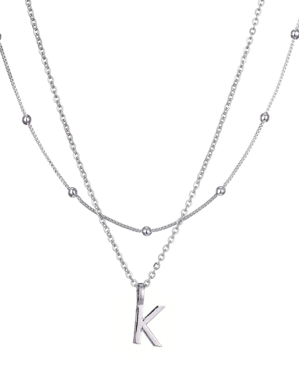 Click here for Adornia Silver Layered Initial Necklace - Silver-k prices