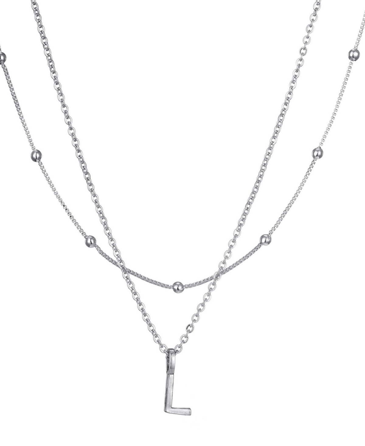 Click here for Adornia Silver Layered Initial Necklace - Silver-l prices