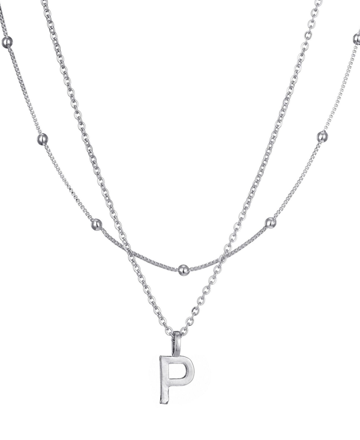 Click here for Adornia Silver Layered Initial Necklace - Silver-p prices