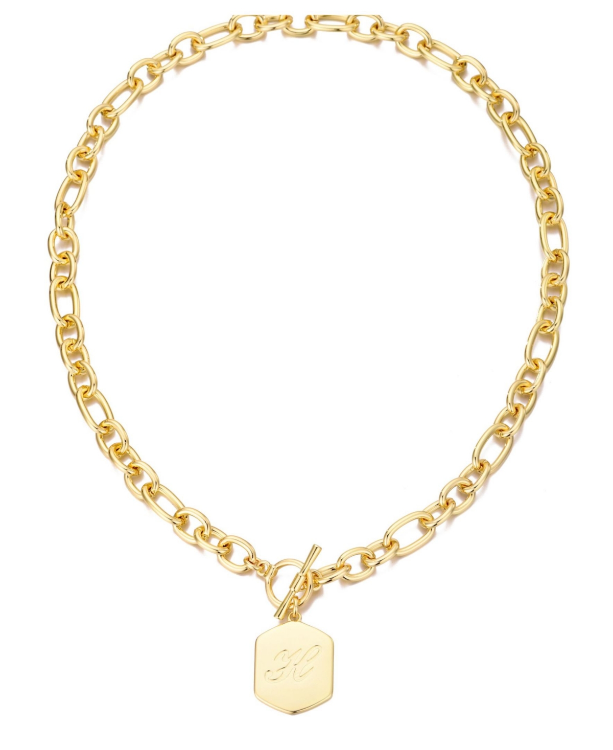 Click here for Adornia Gold Monogram Initial Chunky Toggle Neckla... prices