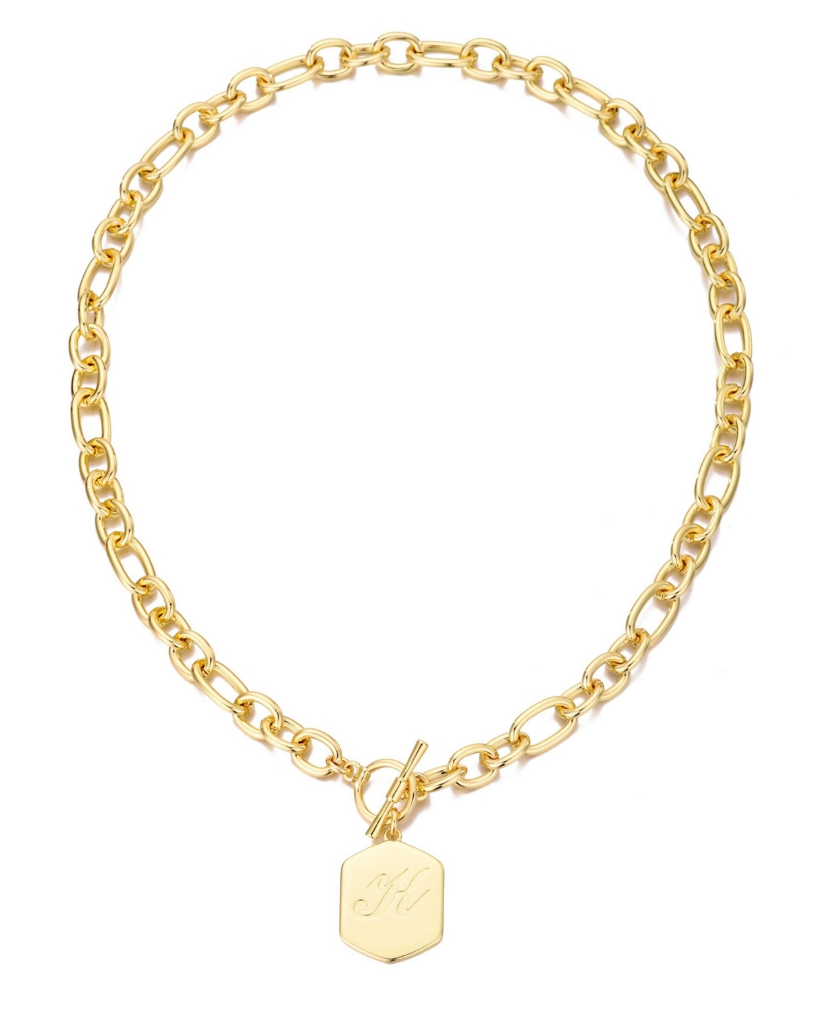 Click here for Adornia Gold Monogram Initial Chunky Toggle Neckla... prices