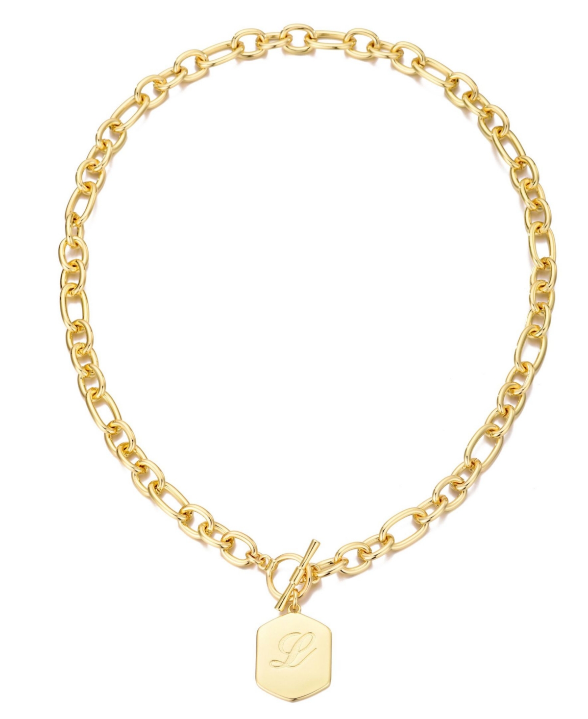 Click here for Adornia Gold Monogram Initial Chunky Toggle Neckla... prices