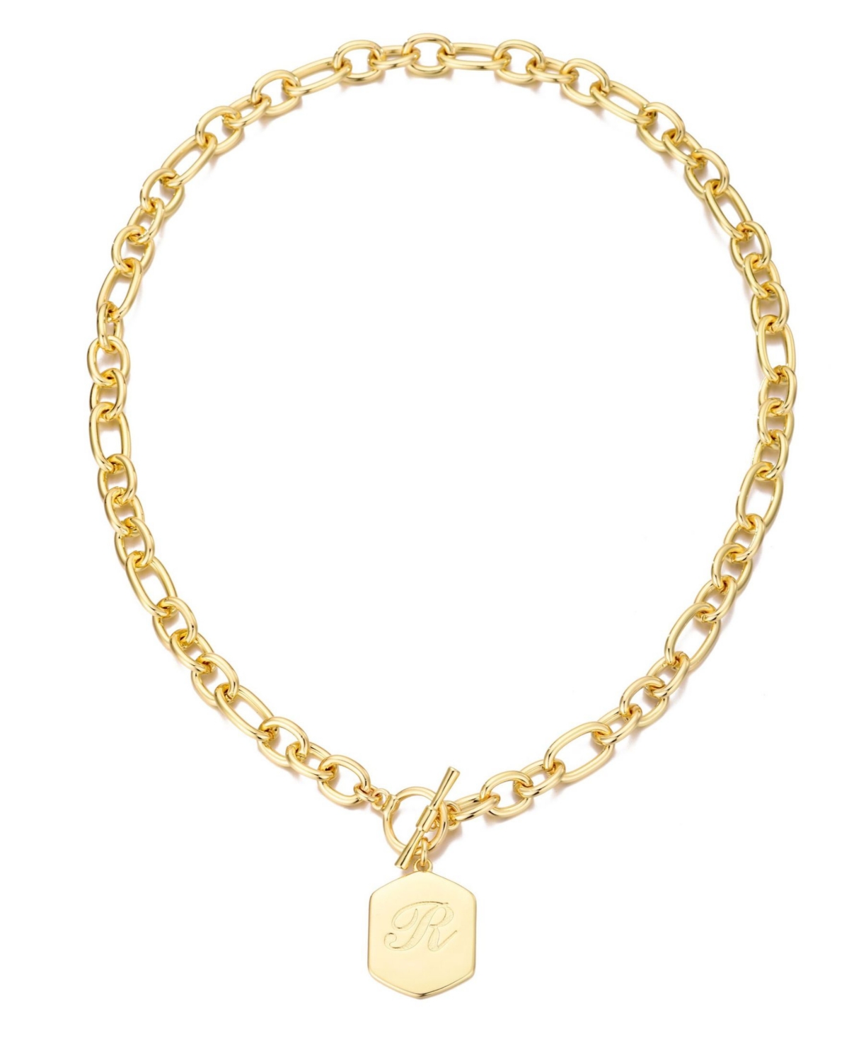 Click here for Adornia Gold Monogram Initial Chunky Toggle Neckla... prices