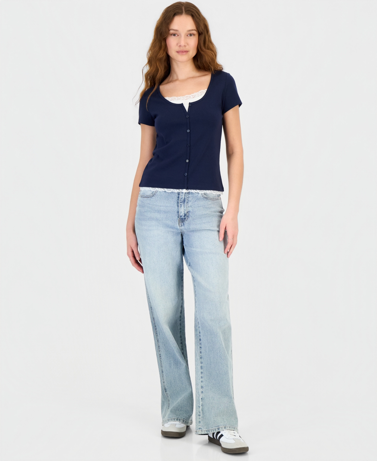 Click here for Hippie Rose Juniors Lace-Trim Layered-Look Tee - N... prices