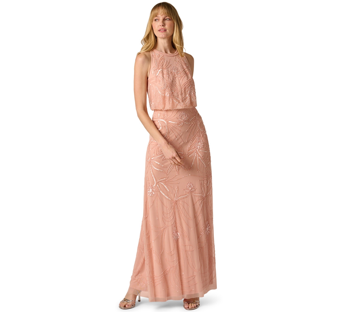 Click here for Adrianna Papell Womens Beaded Bloused-Waist Evenin... prices