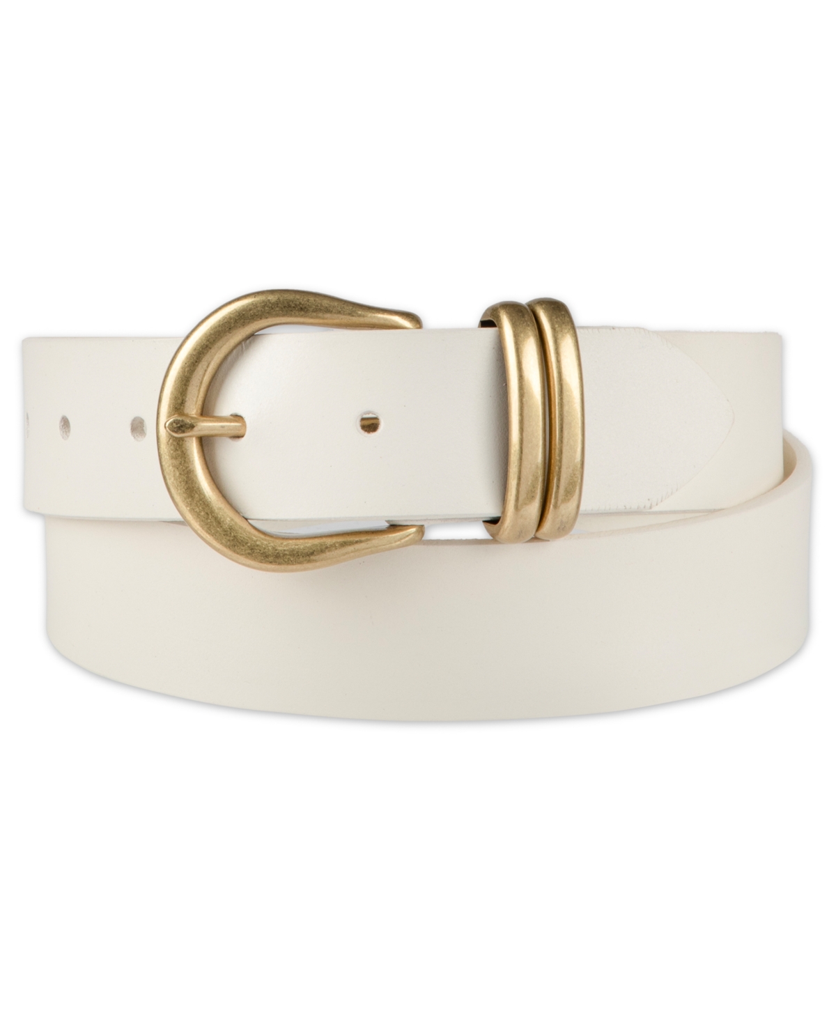 Click here for Levis Womens Double Metal Loop Leather Belt - Whit... prices
