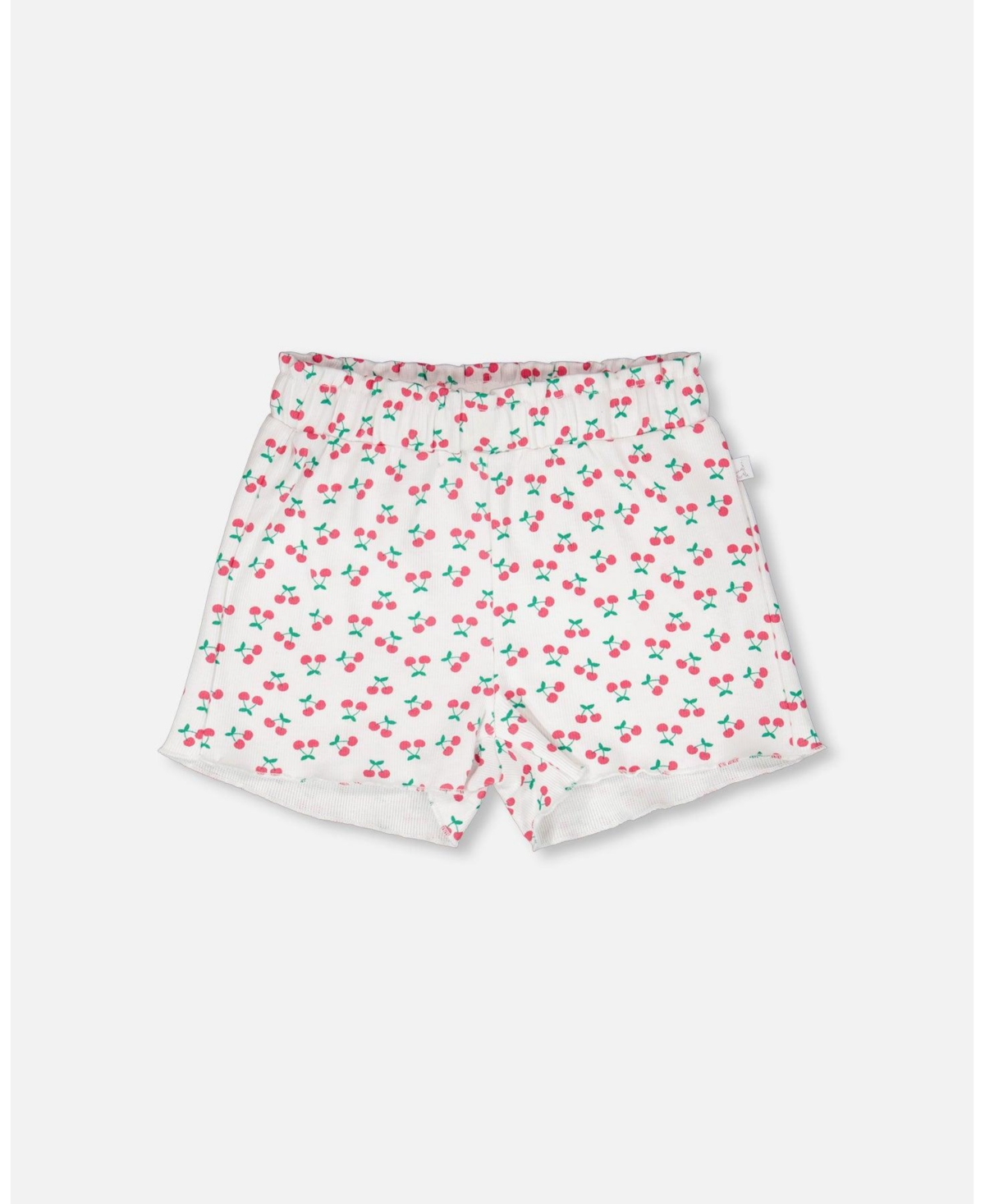Click here for Deux par Deux Toddler Girls Rib Shorts White Print... prices