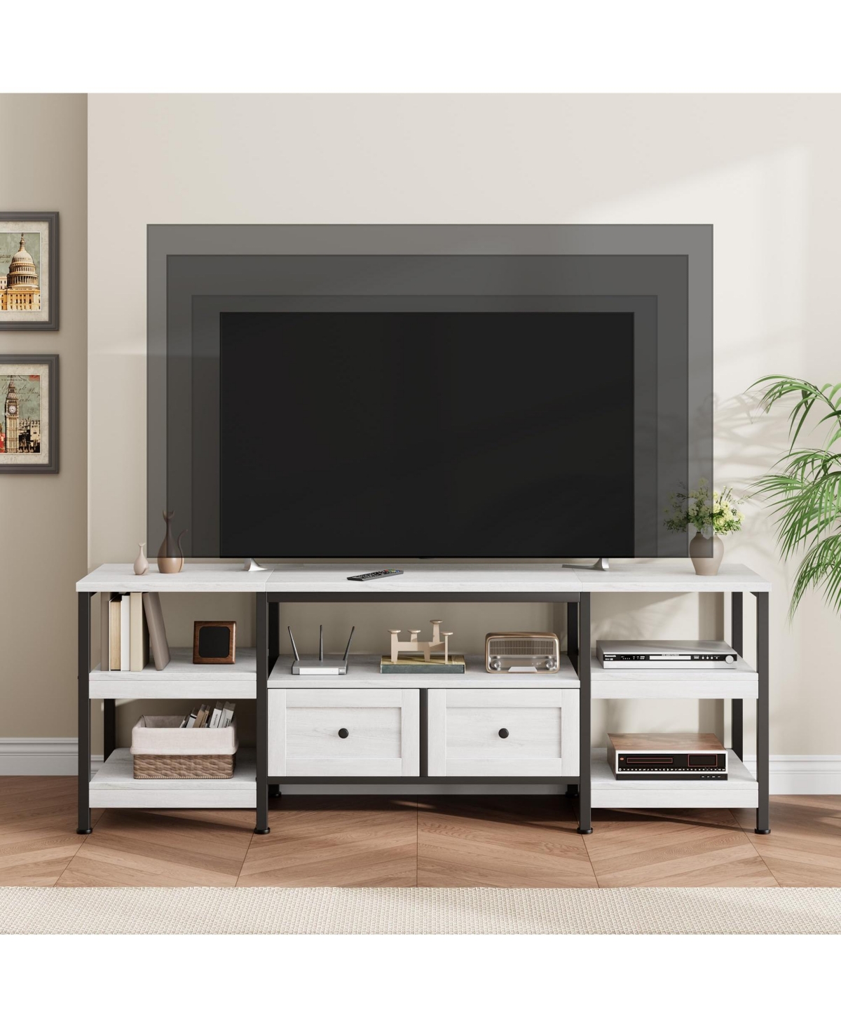 Click here for Gaomon 63" Industrial Tv Stand with 2 Drawers... prices
