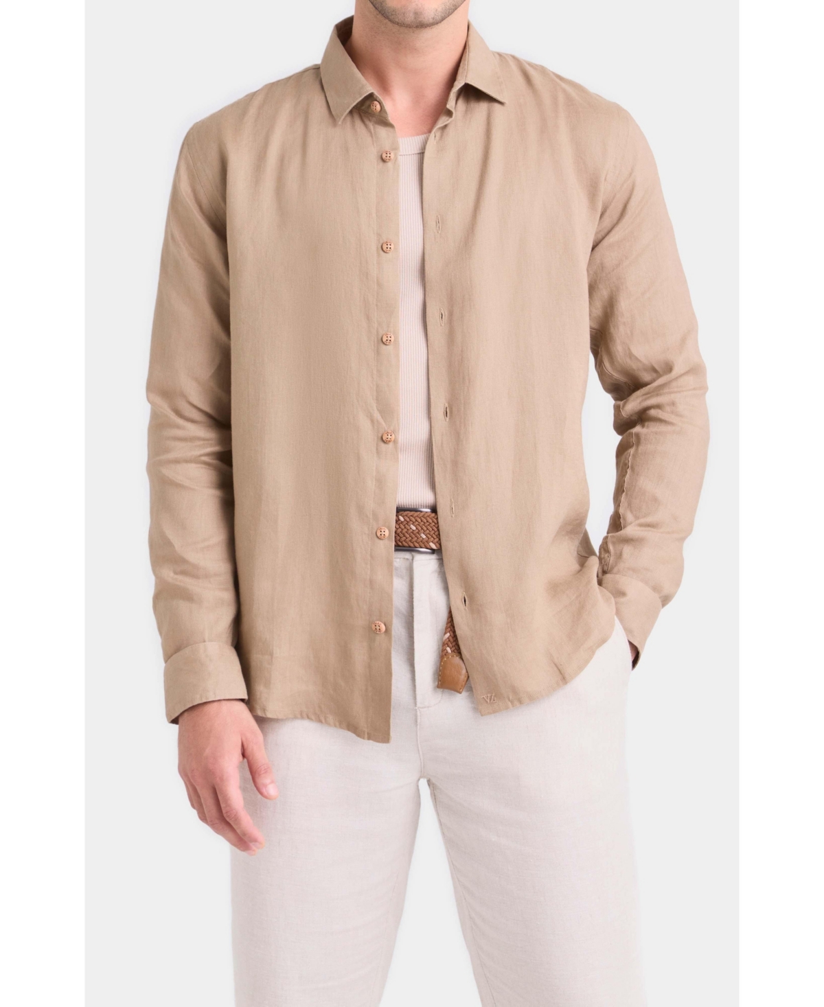 Click here for Velez Mens Men Long-Sleeve Linen Shirt Semi-Fitted... prices