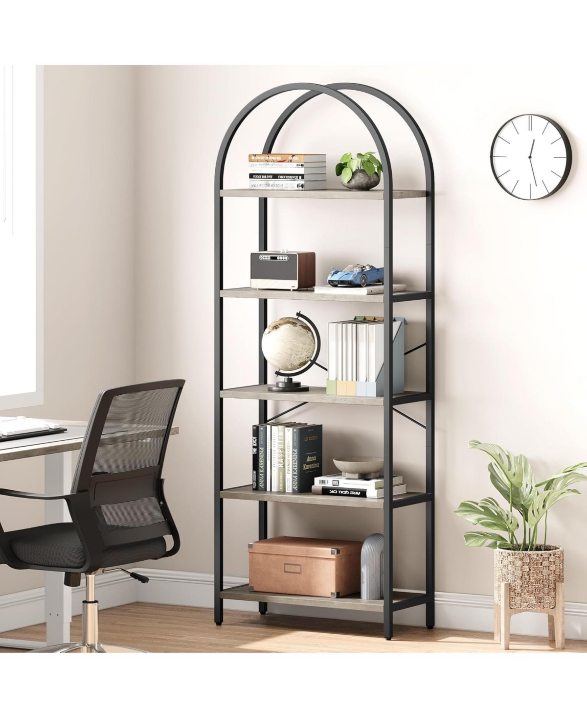 Click here for Gaomon Arched 5-Tier Modern Bookshelf  Gold Metal... prices