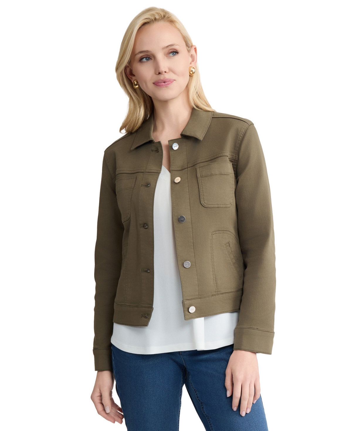 Click here for Jones New York Womens Patch Pocket Denim Jacket -... prices