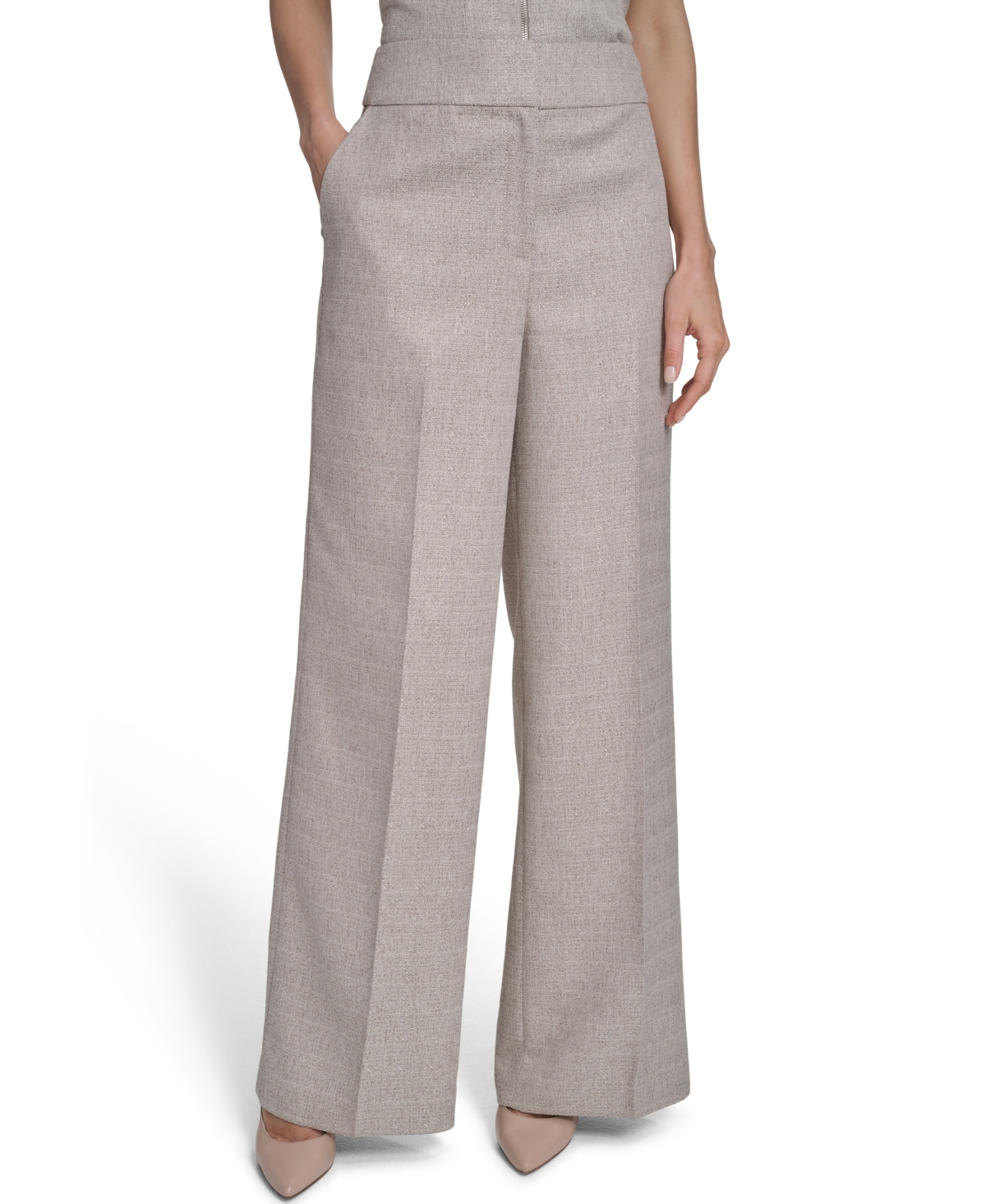 Click here for Calvin Klein Womens Novelty Wide Leg Pants - Latte... prices