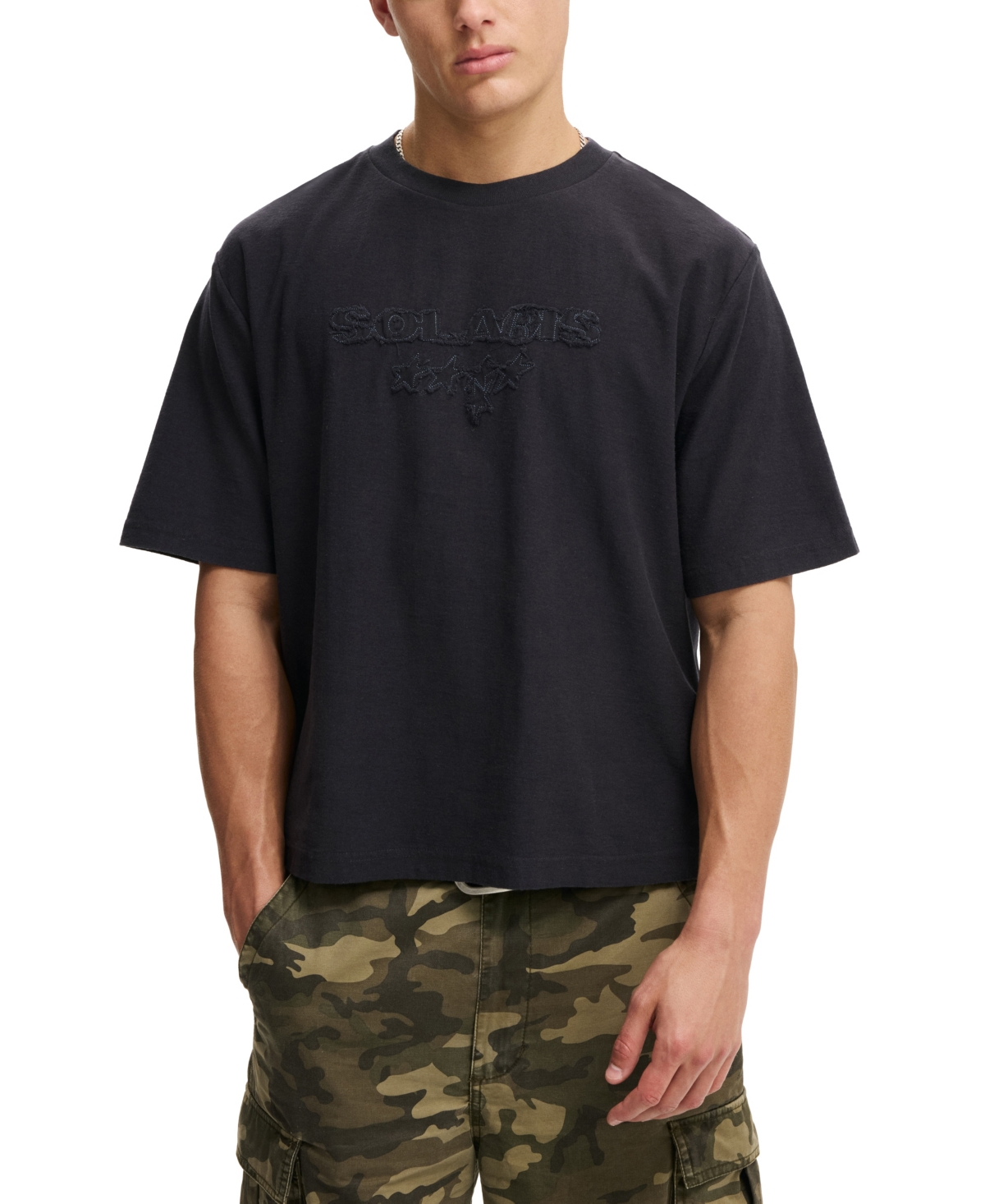 Click here for Cotton On Mens Crewneck Cropped T-Shirt - Navy prices